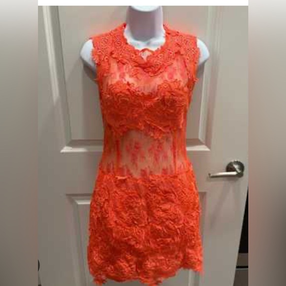 Akira Chicago | Dresses | Elegant Orange Lace Dress Medium By Akira ...